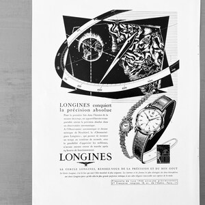 Original 1950s Vintage Longines Ad Poster: Swiss Watch Print, Mid ...
