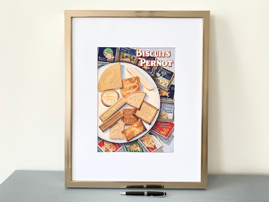 French Vintage Food Cookies Ad Poster, Retro Pernot Biscuit Print ...