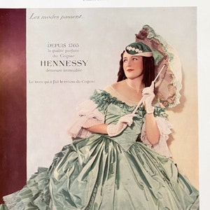 Vintage Hennessy Cognac Advertisement Poster, French Lady in Belle ...