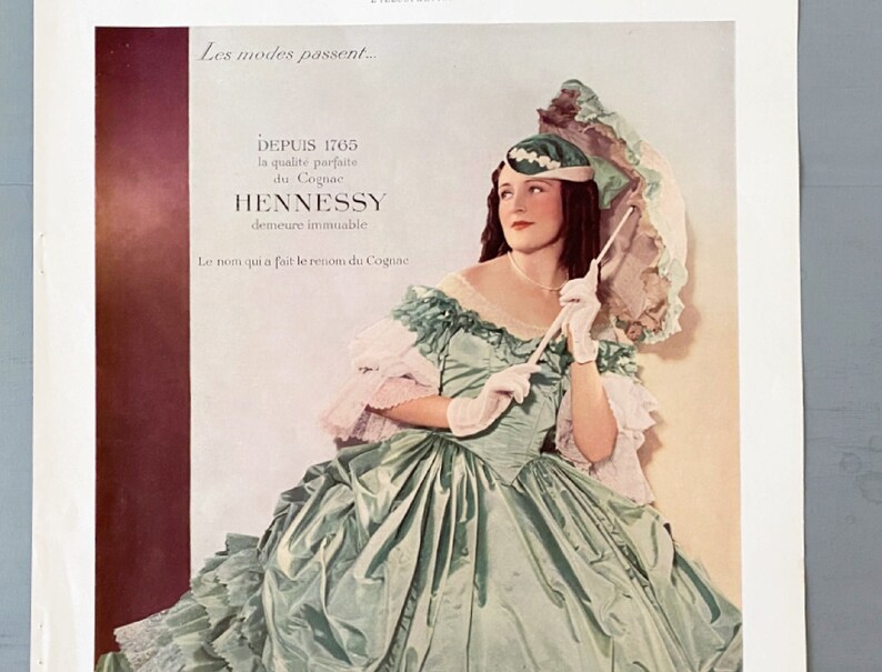 Original 1930s Vintage Hennessy Cognac Advertisement Print: French Lady ...
