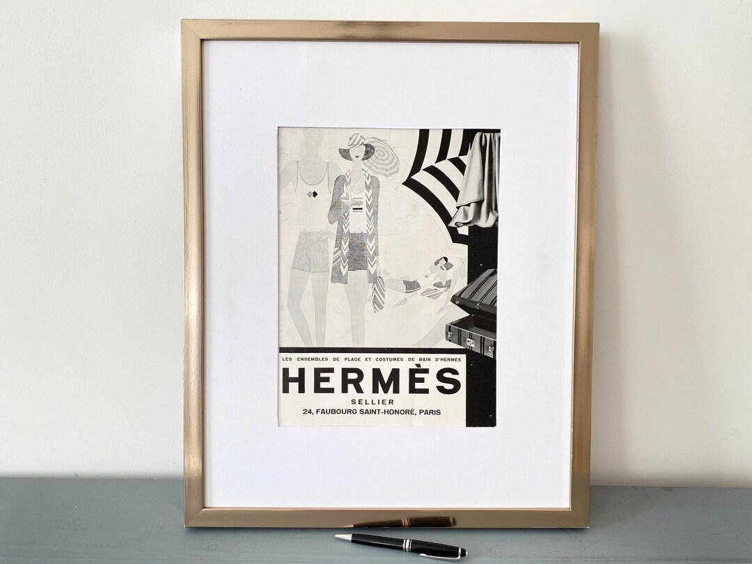 Rare Authentic Vintage Hermes Advertisement Wall Art Print, Retro Beach ...