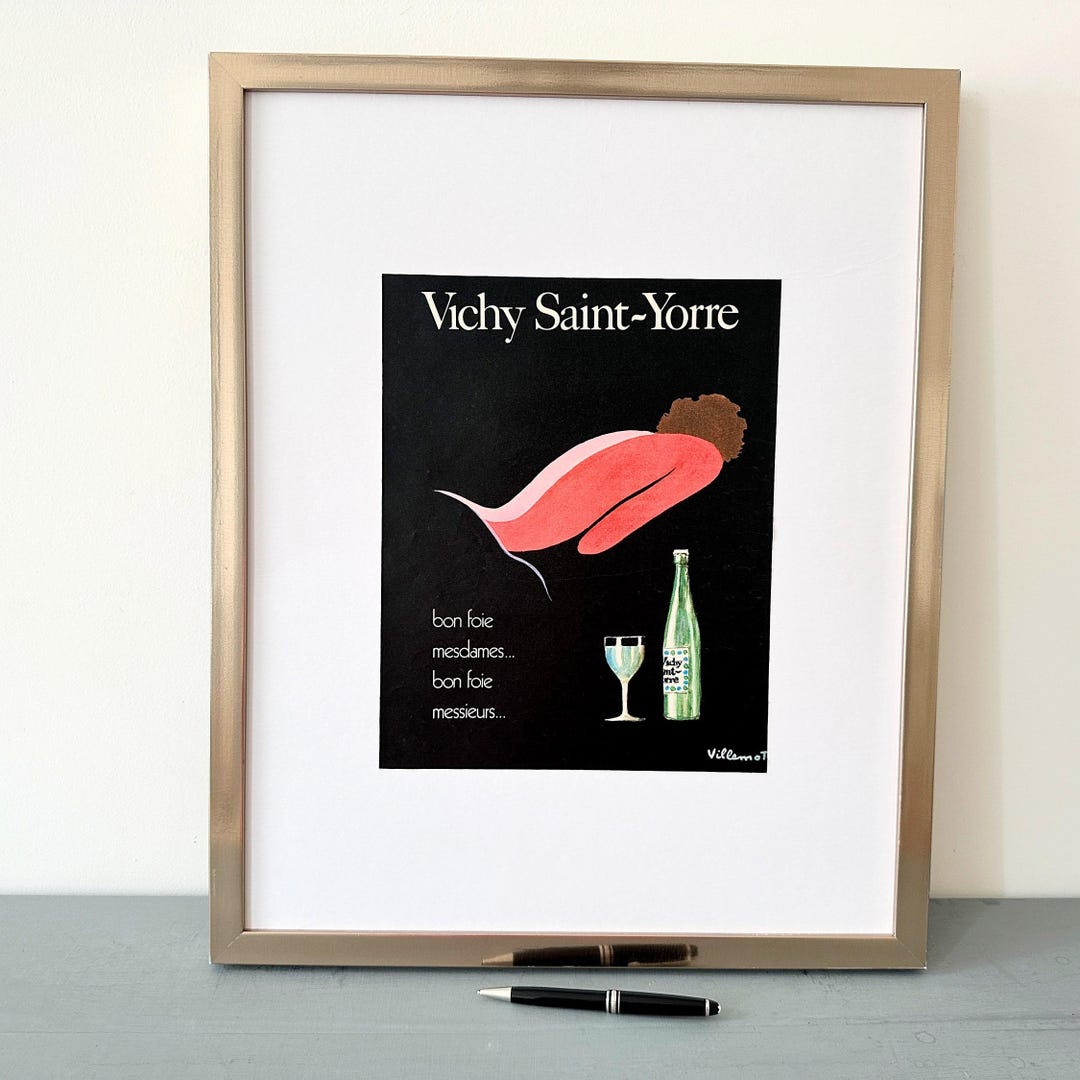 Rare Authentic Vintage Vichy Mineral Water Advertisement Poster, Retro ...