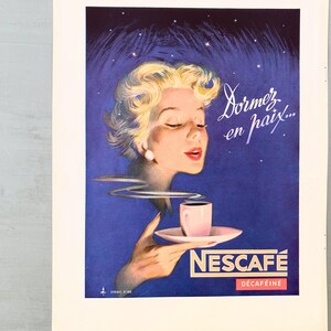 Rare Authentic Vintage Nescafe Coffee Advertisement Print, Retro Woman ...