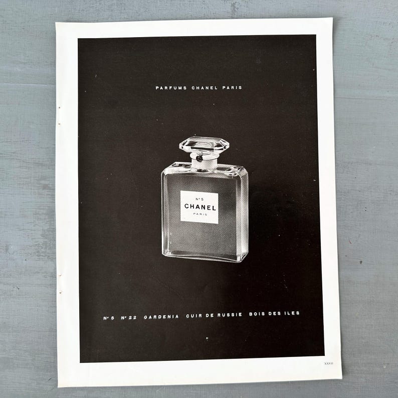 Original 1960s Vintage Chanel 5 Perfume Ad Print From Vogue Magazine ...