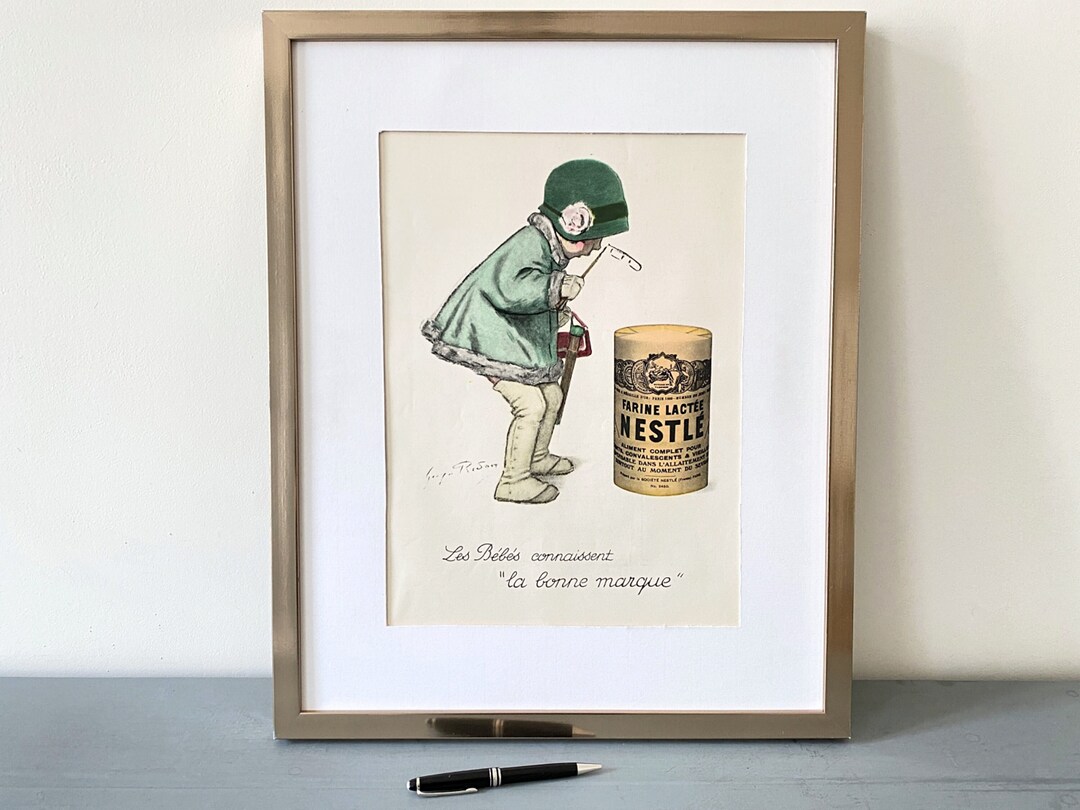 Nestle Vintage Advertising Print Signed by Redon, Nostalgia Style Wall ...