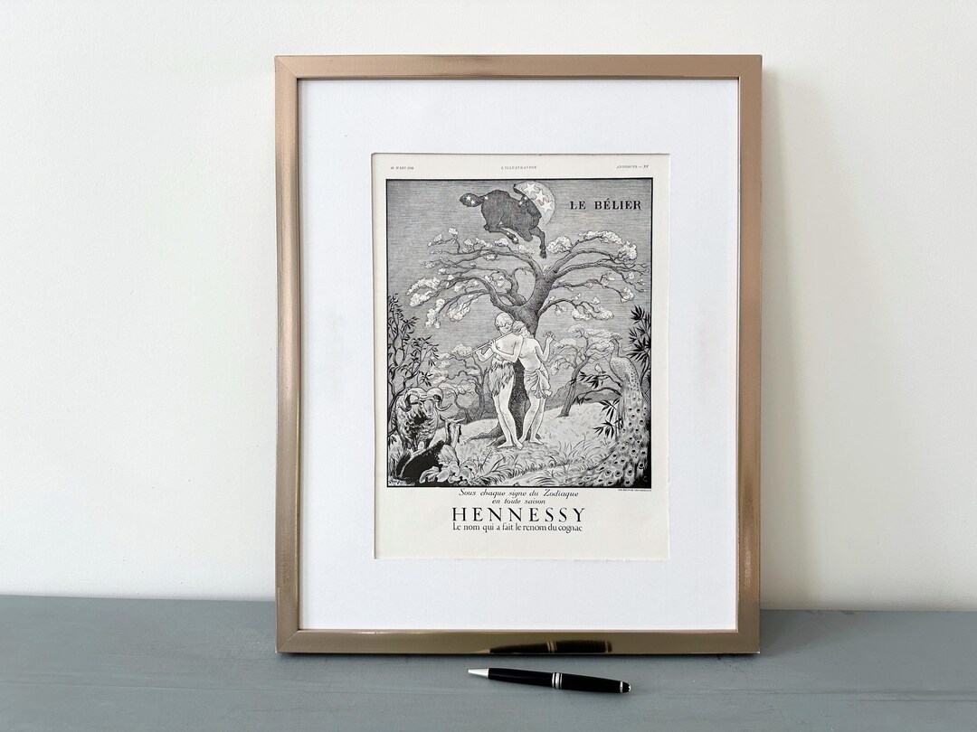 Rare Authentic Vintage Hennessy Cognac Home Bar Wall Art Decor, Aries ...