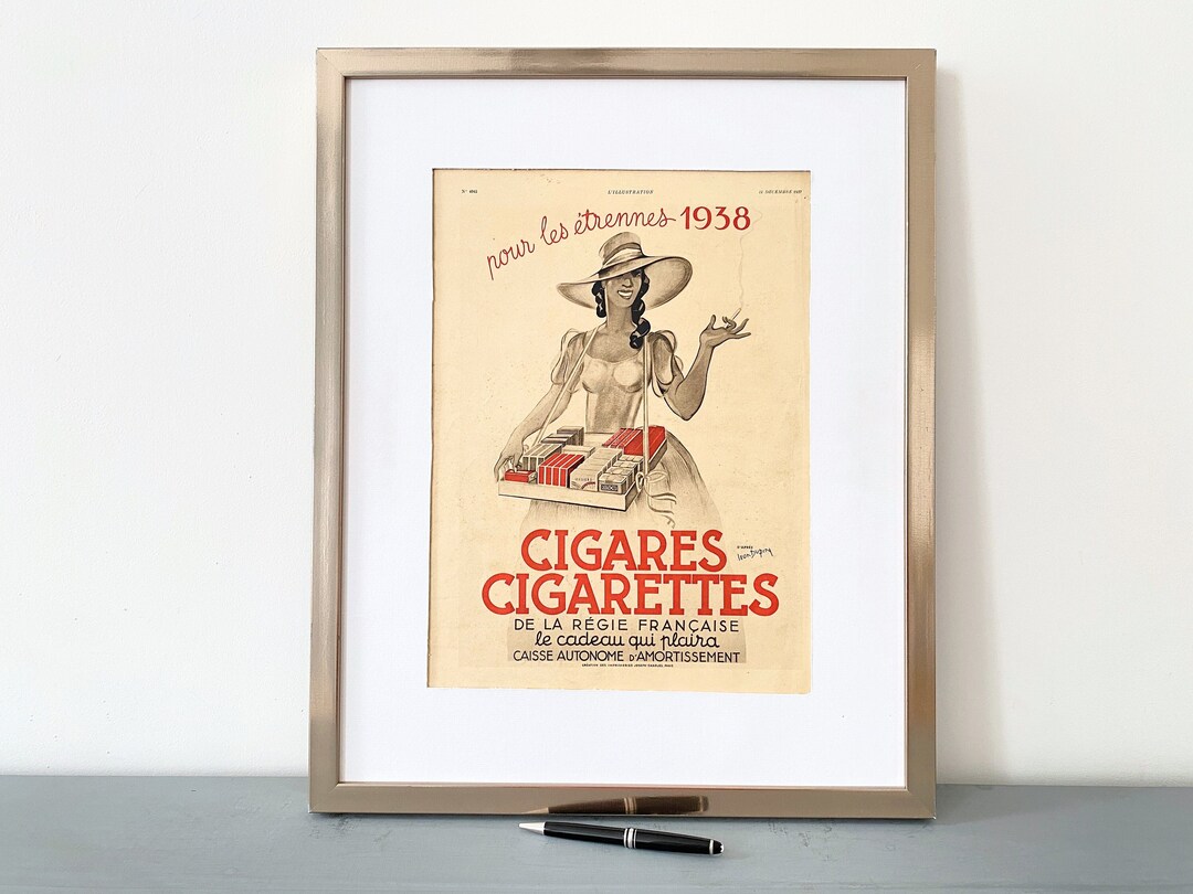 Rare Authentic Vintage French Cigarettes Advertisement Wall Art Decor ...