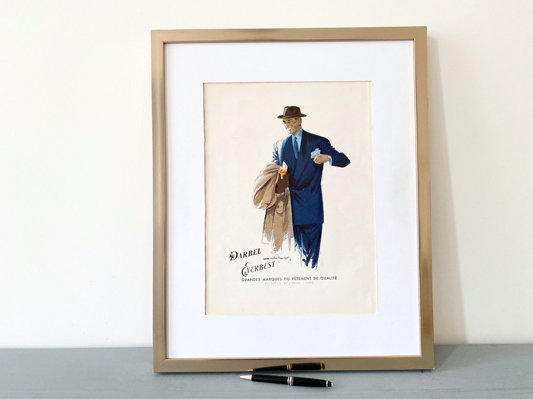 French Elegant Man Vintage Style Poster, Masculine Fashion Man Cave or ...