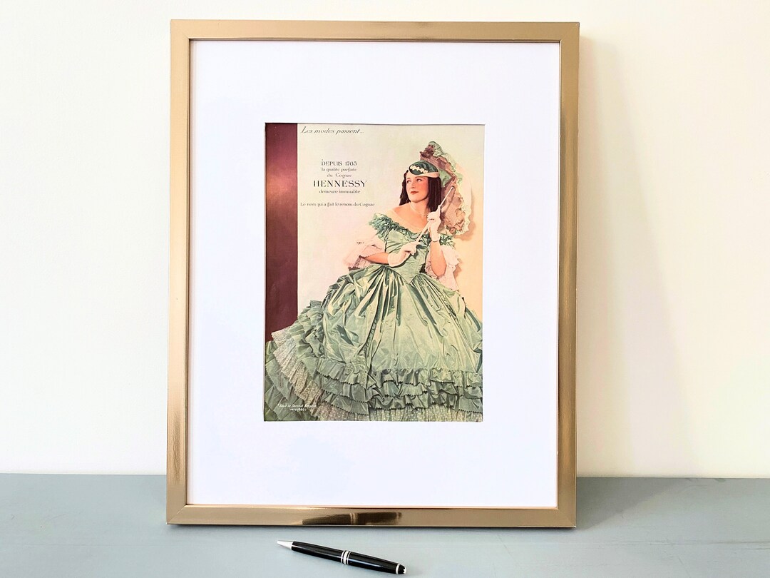 Vintage Hennessy Cognac Advertisement Poster, French Lady in Belle ...