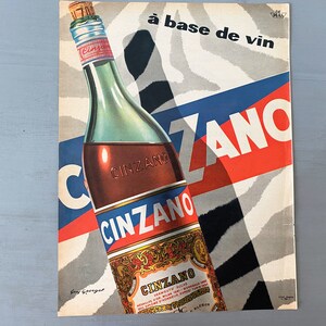 Vintage Mid Century Modern Cinzano Alcohol Digestif Retro Poster, Red ...