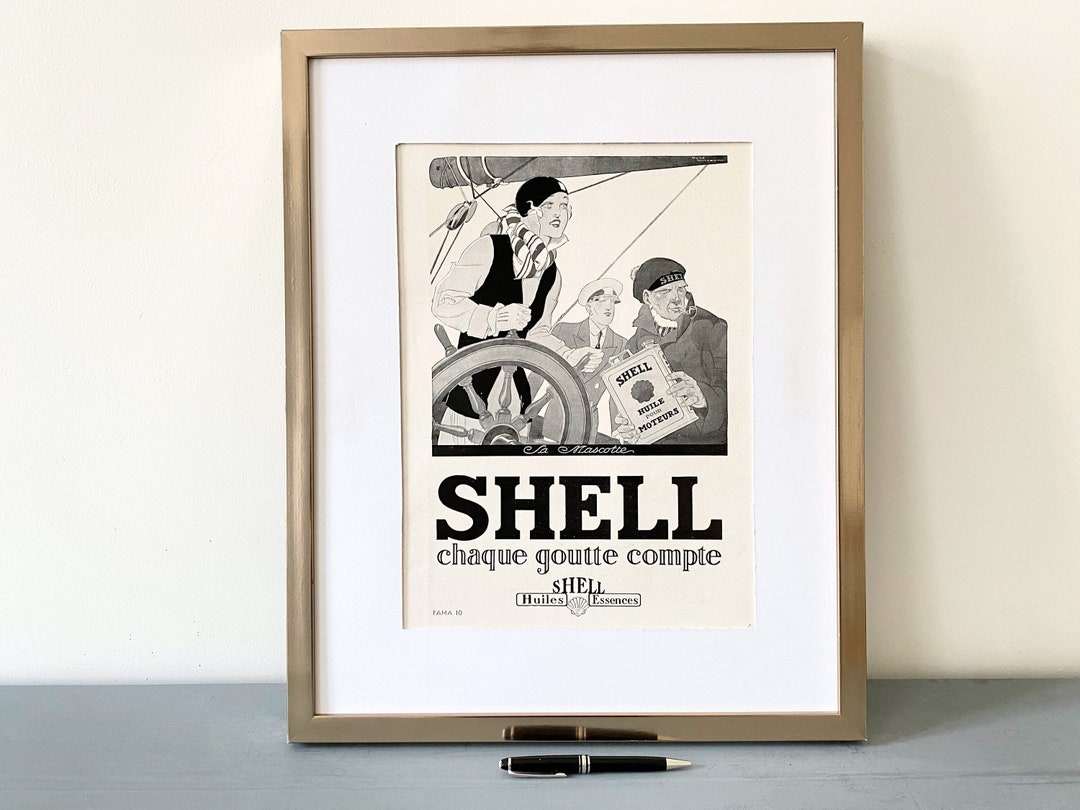 1930s Rare Authentic Shell Oil Poster From Vintage Magazine, Boat ...