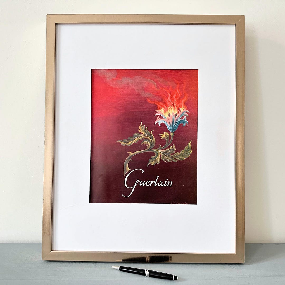 Rare Authentic French Vintage Guerlain Perfume Advertisement Poster ...