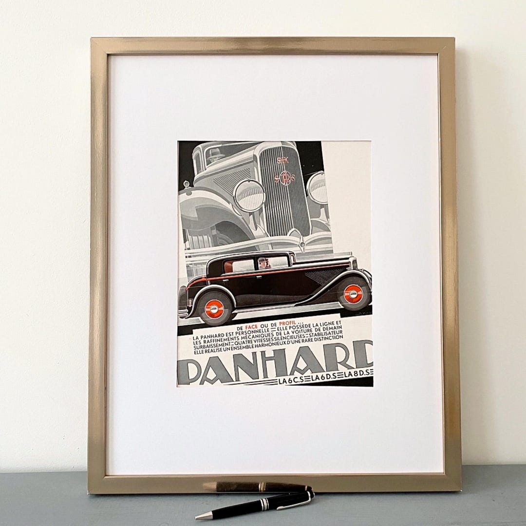 Rare Authentic Vintage Classic Panhard Car Poster, Minimalist Mid ...
