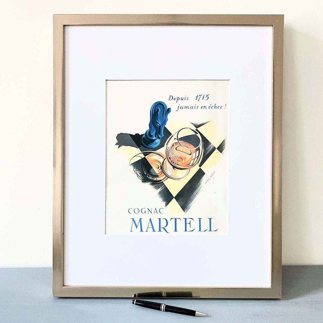 Vintage Mid Century Modern Martell Cognac Ad Poster, Retro Kitchen or ...