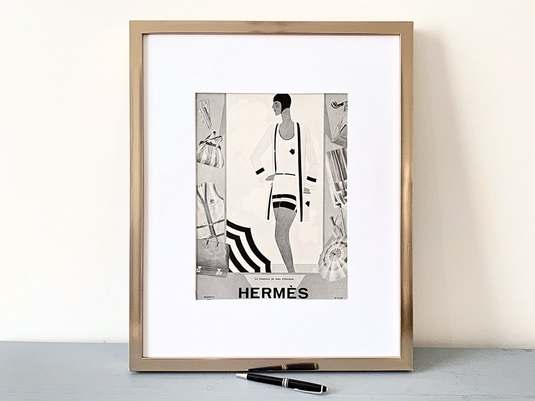 Hermes Wall Art Rare Authentic Print, Black White Hermes Beach Poster ...