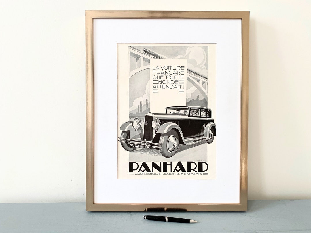 Rare Authentic Vintage Classic Panhard Car Poster, Minimalist Mid ...