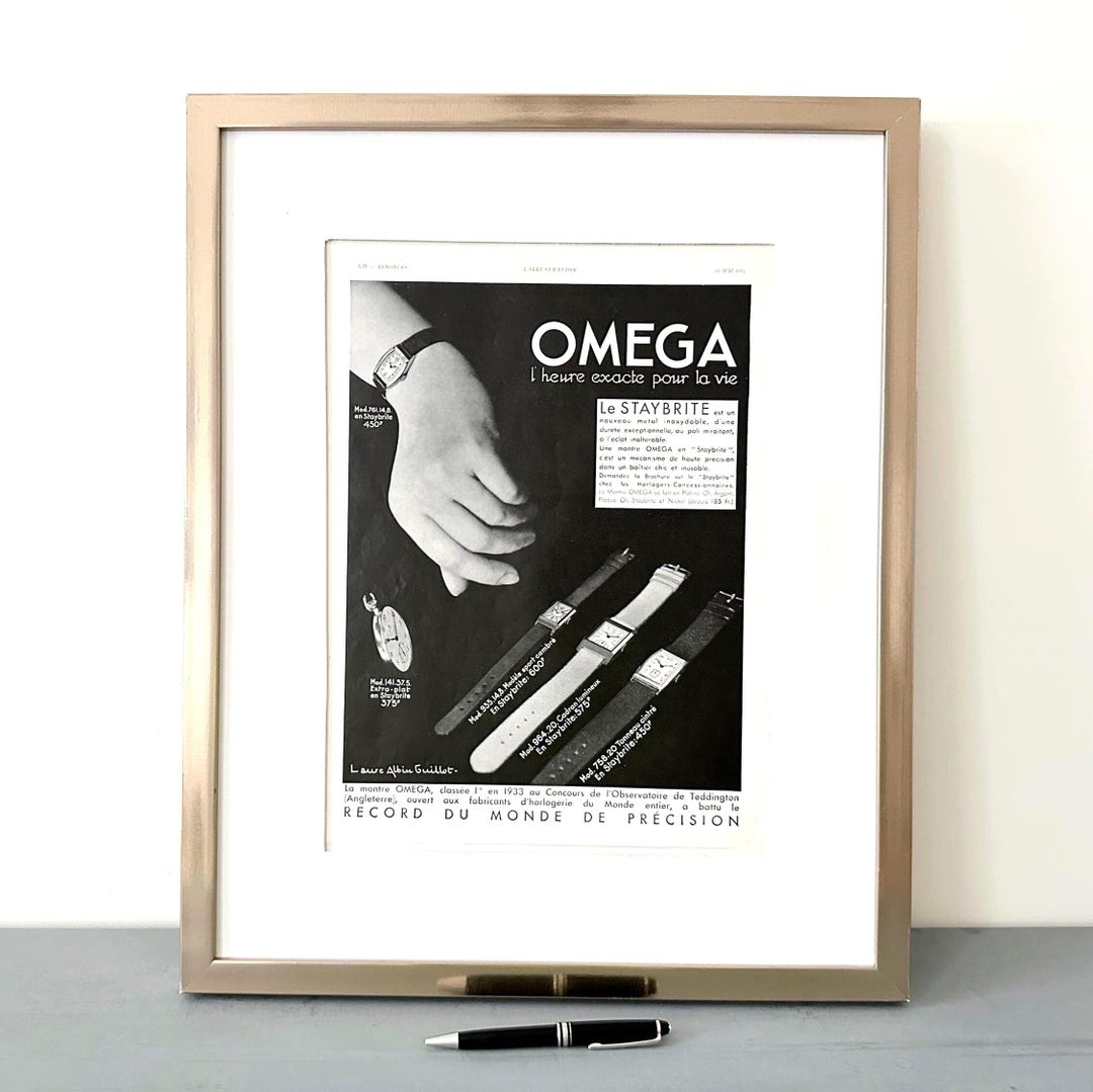 Original 1930s Vintage Omega Watch Ad Print: Authentic Swiss Mid ...