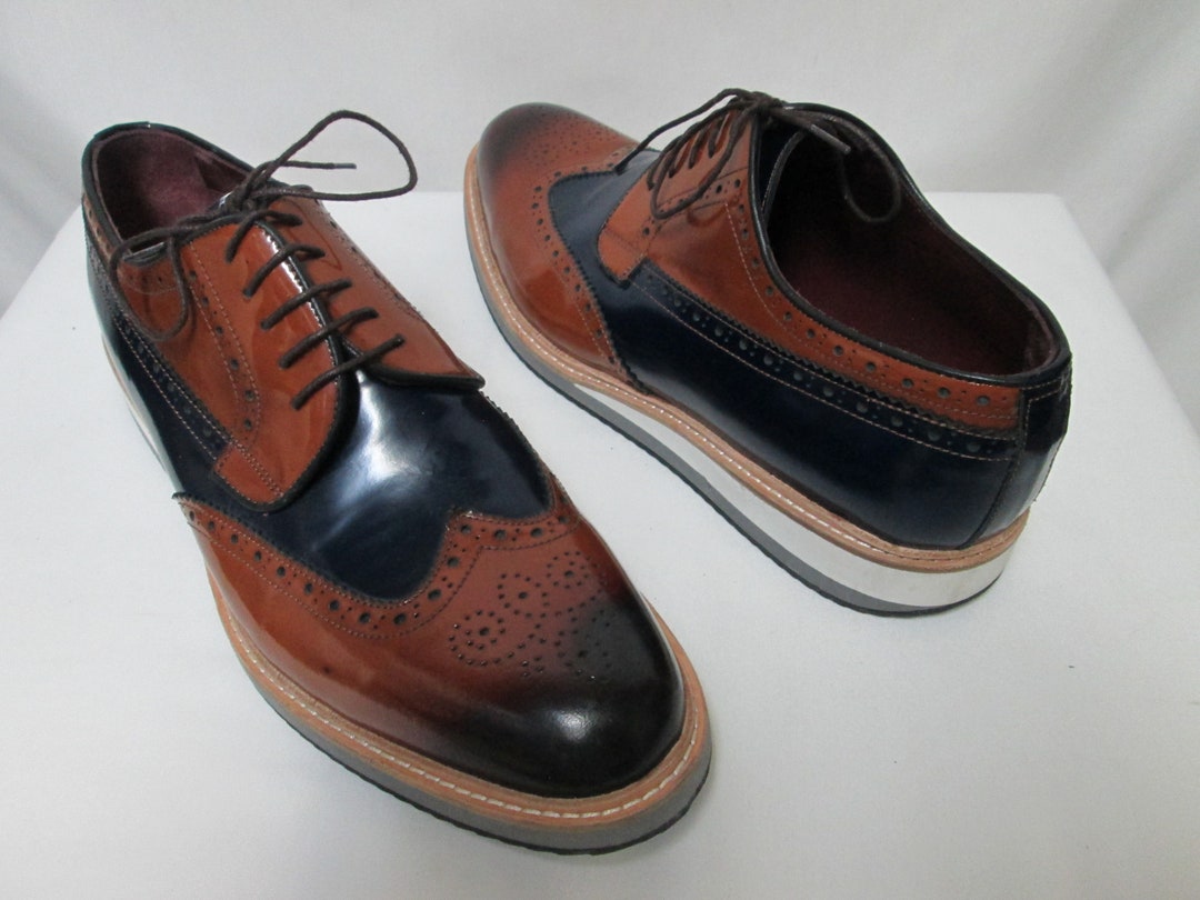 Handmade Leather Spectator Wingtip Oxfords Loafers Men Size Sz Euro 45 ...