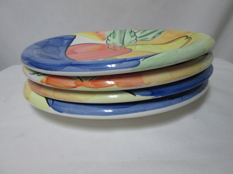 BELLA Ceramica Alfresco Hand Painted Pear Grapes Dinner Plates 10.8 ...