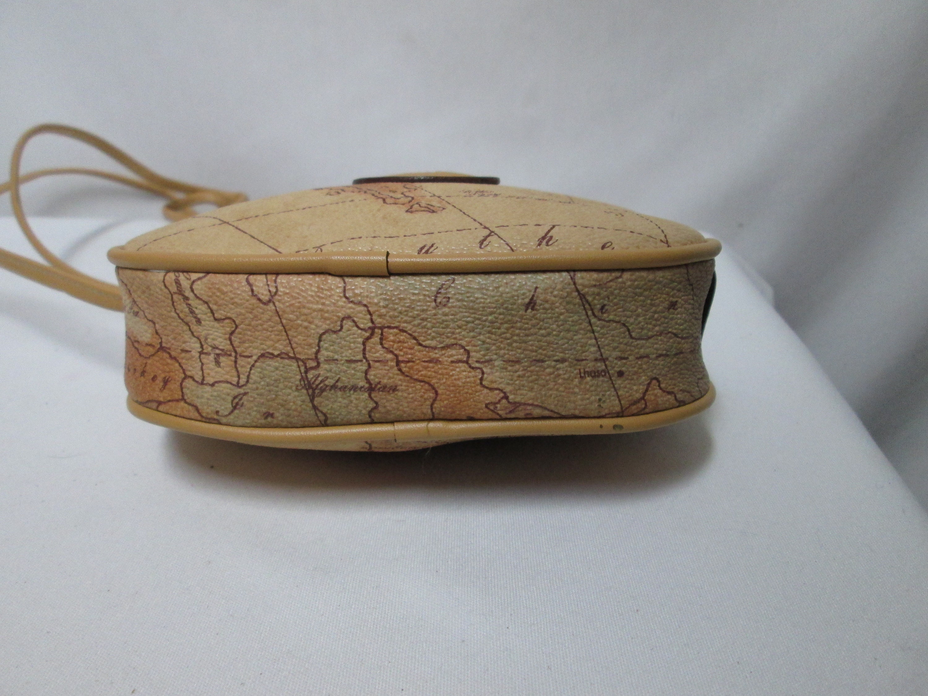 Vintage Allan Edward AE Faux Leather Map Geography Crossbody Bag Purse ...
