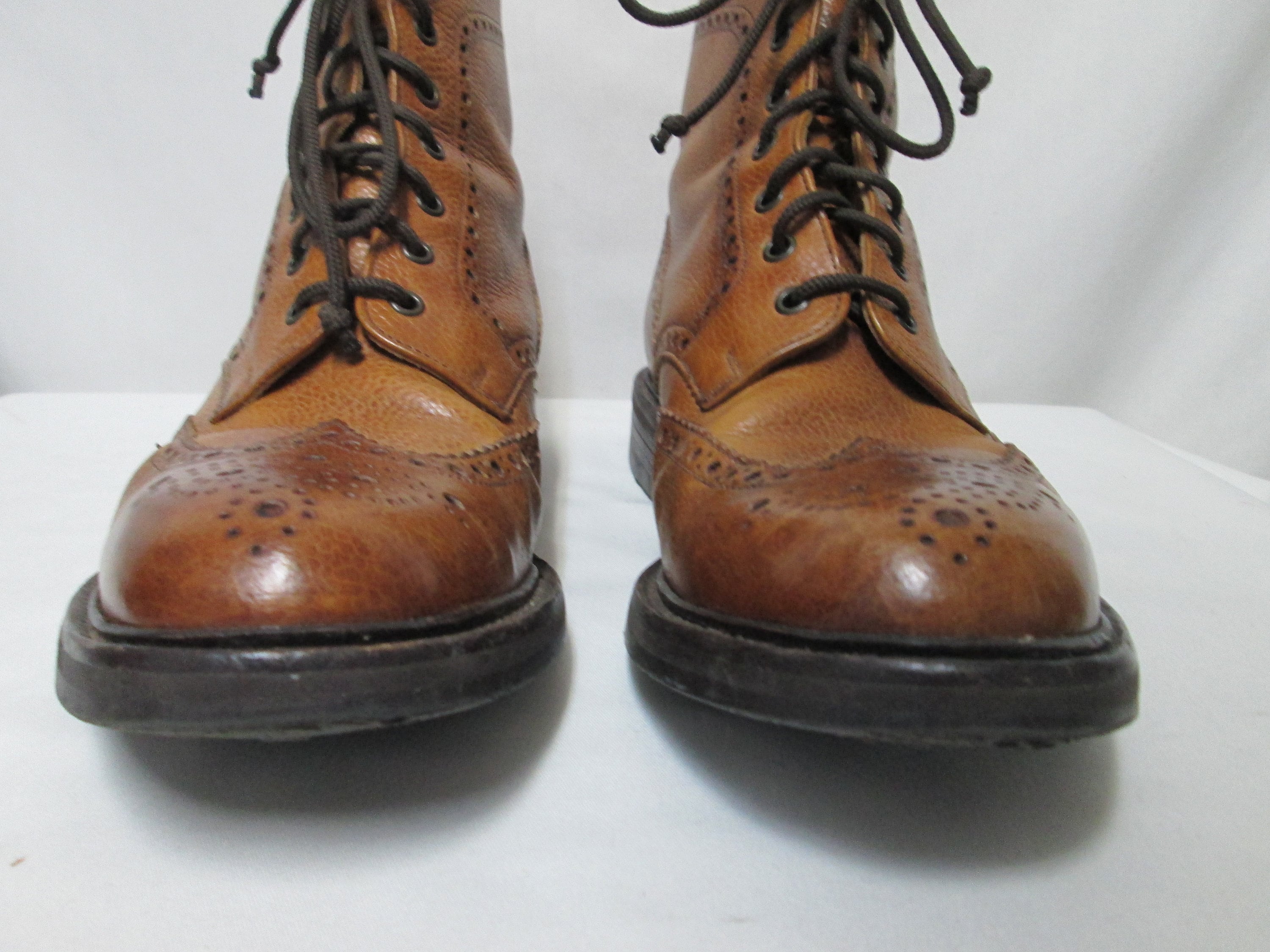 English Made Leather Wingtip Boots Men Dainite Sole Brown UK Size Sz 11 ...