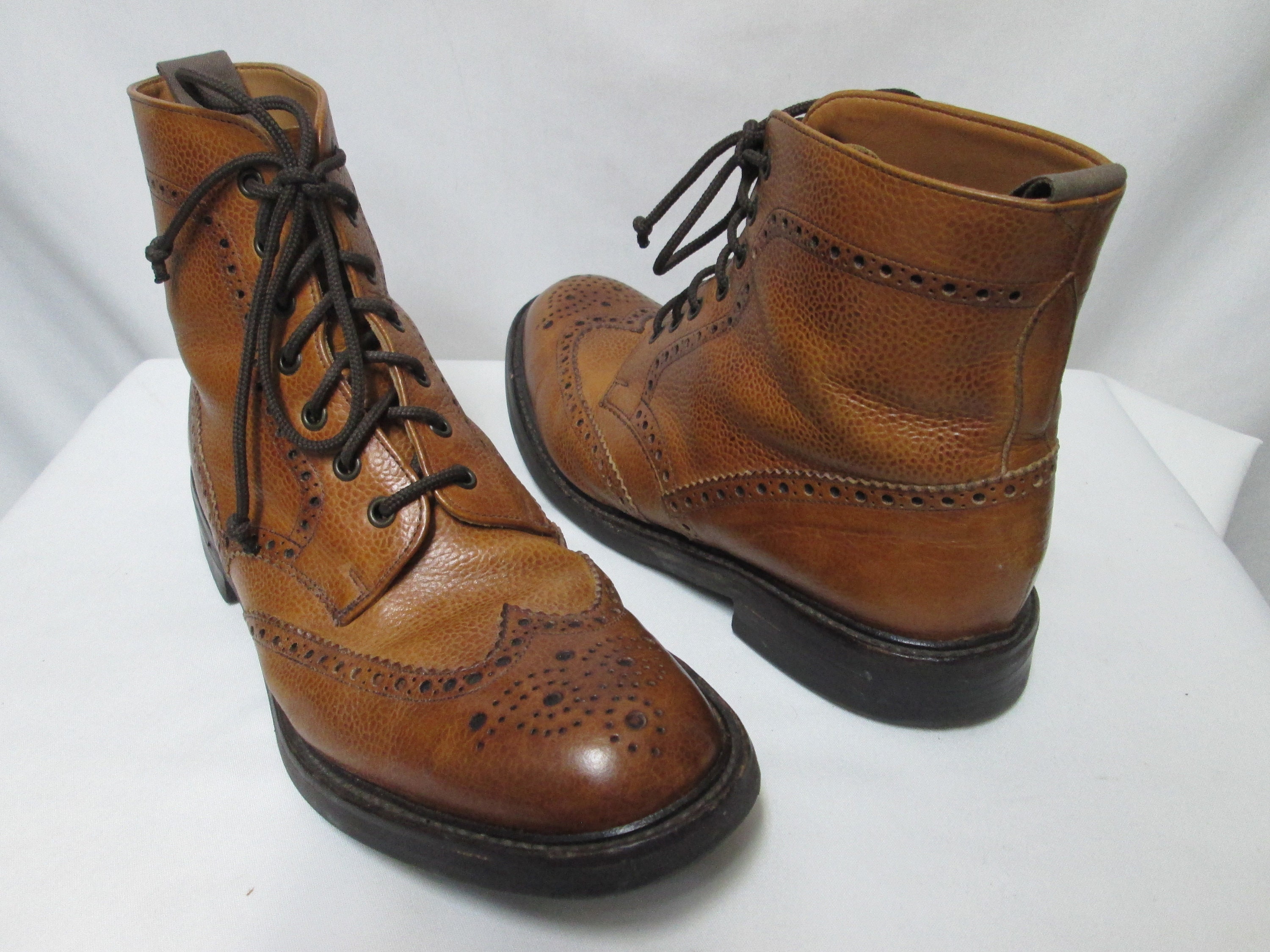 English Made Leather Wingtip Boots Men Dainite Sole Brown UK Size Sz 11 ...