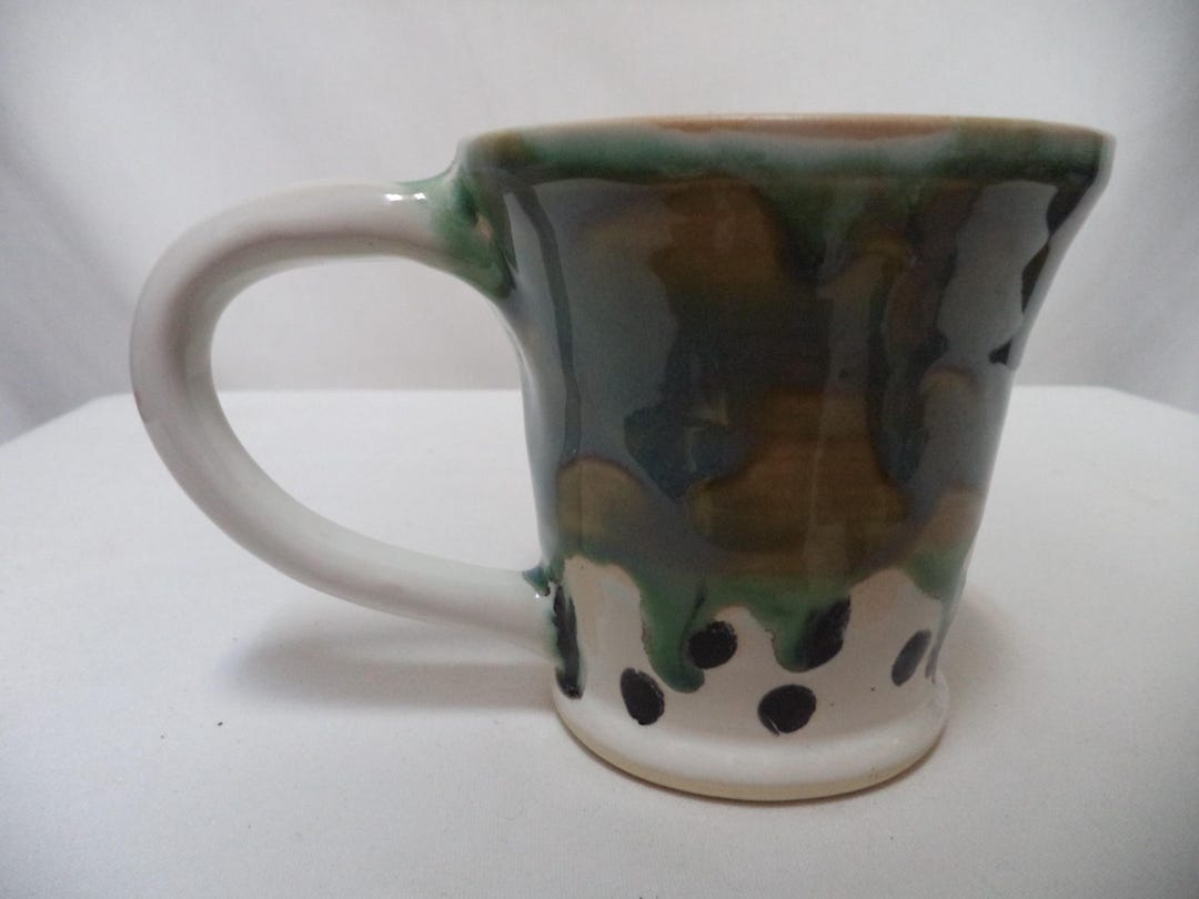 Studio Art Pottery by Linda Glazed Drip Mug Cup Handmade Green Blue ...