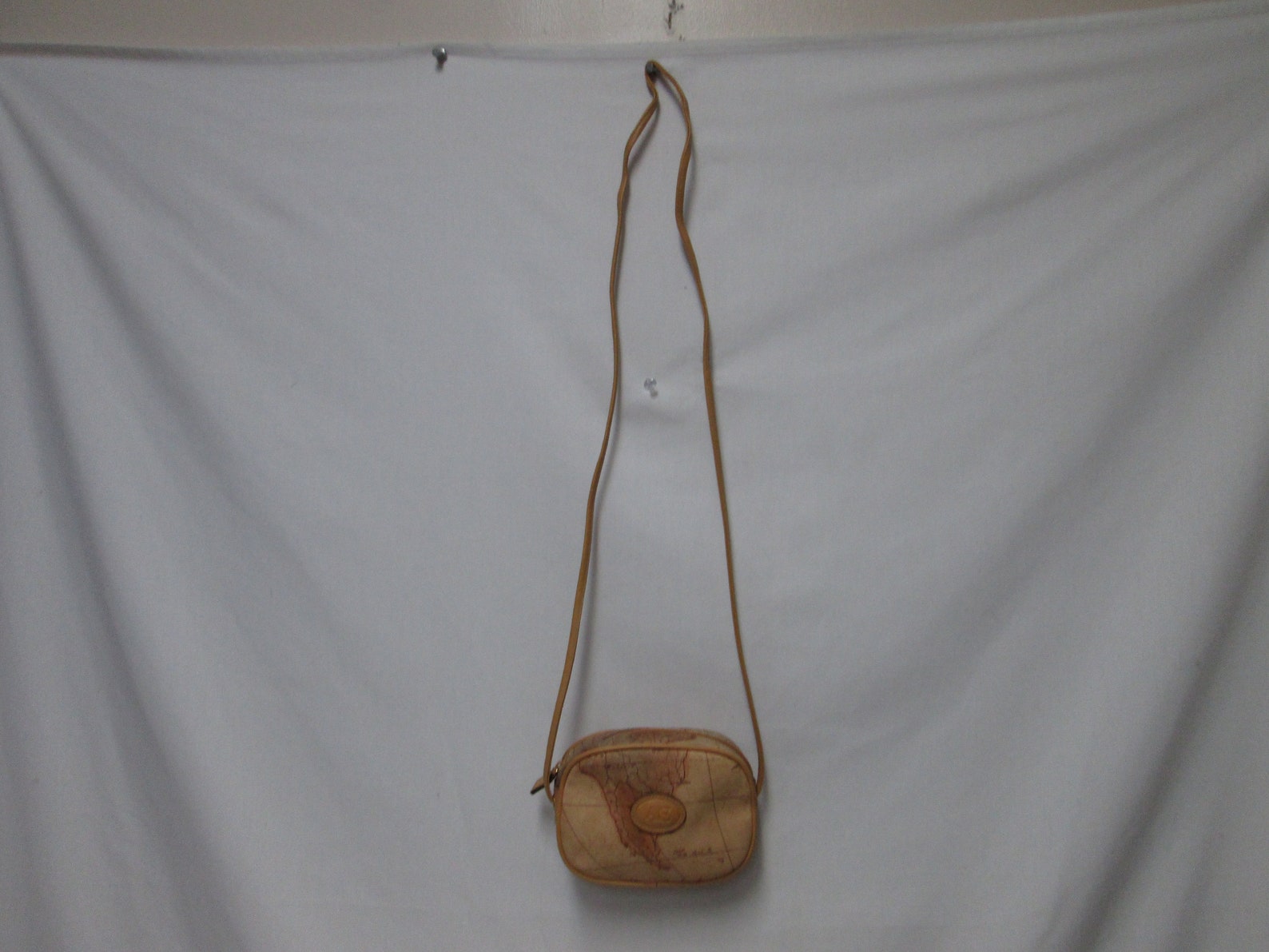 Vintage Allan Edward AE Faux Leather Map Geography Crossbody Bag Purse ...