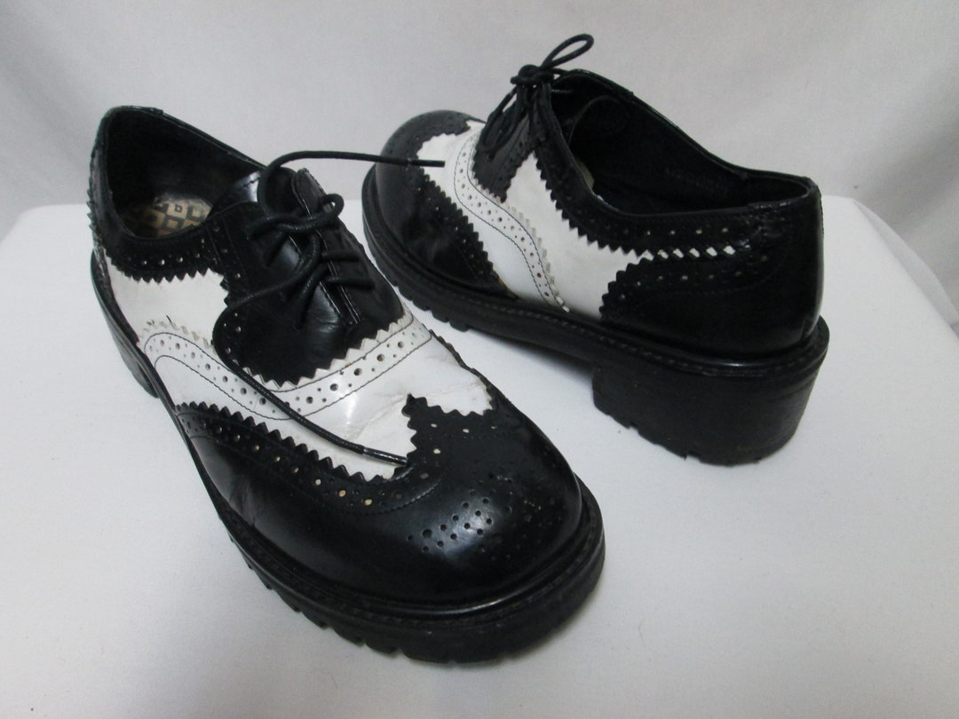 Euro Club EC Vintage Leather Black White Wingtip Men Lace up - Etsy