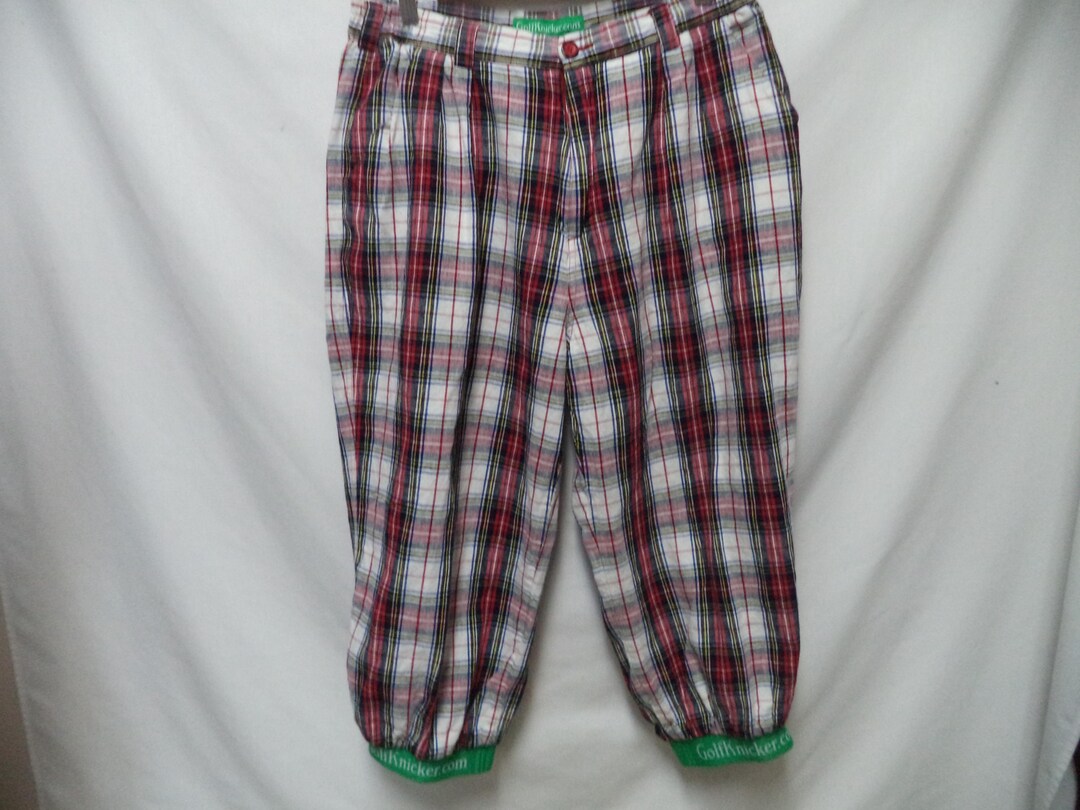 Golf Knickers Short Pants Plaid Elastic Waist Pockets MEN Size Sz 34S ...