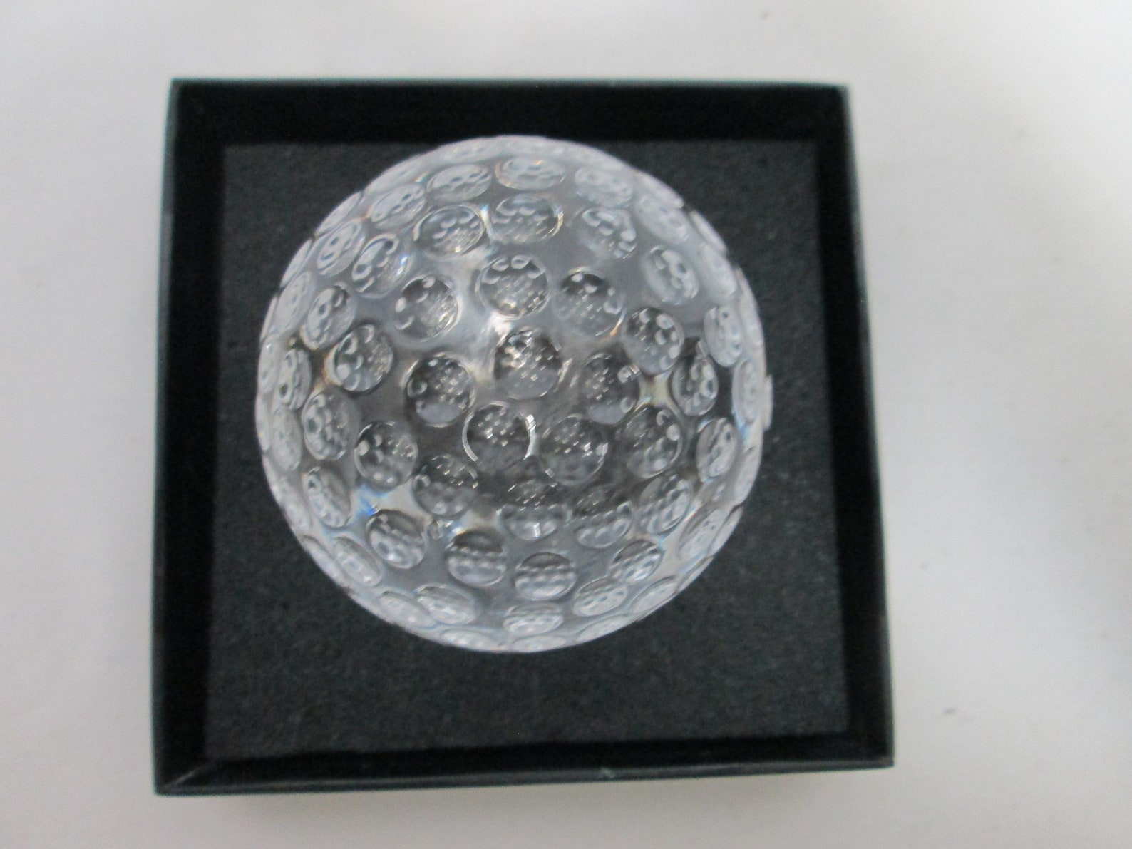 Saks Fifth Avenue Crystal Golf Ball Paperweight Figurine Clear 3.5" X 3 ...