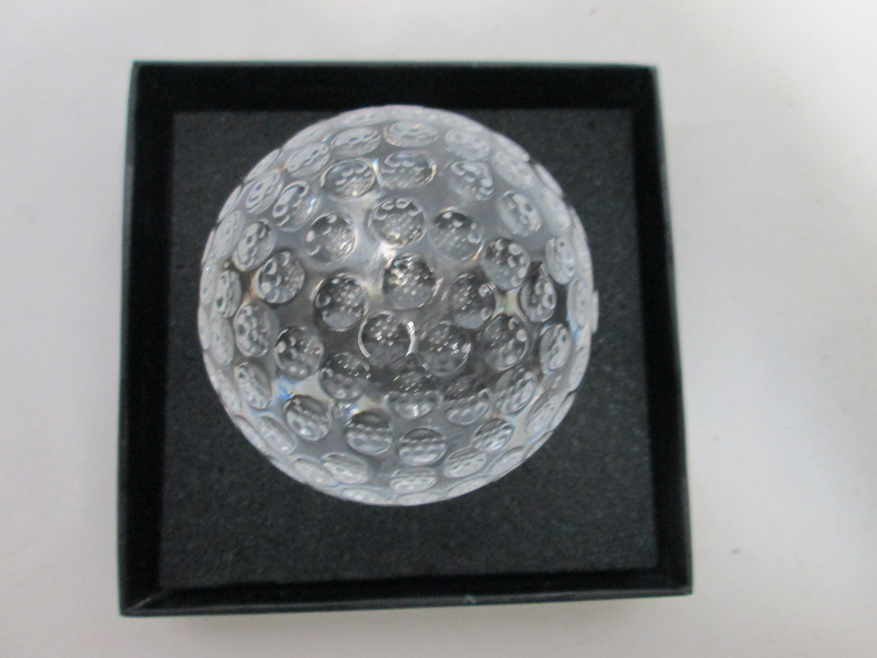 Saks Fifth Avenue Crystal Golf Ball Paperweight Figurine Clear 3.5 X 3. ...