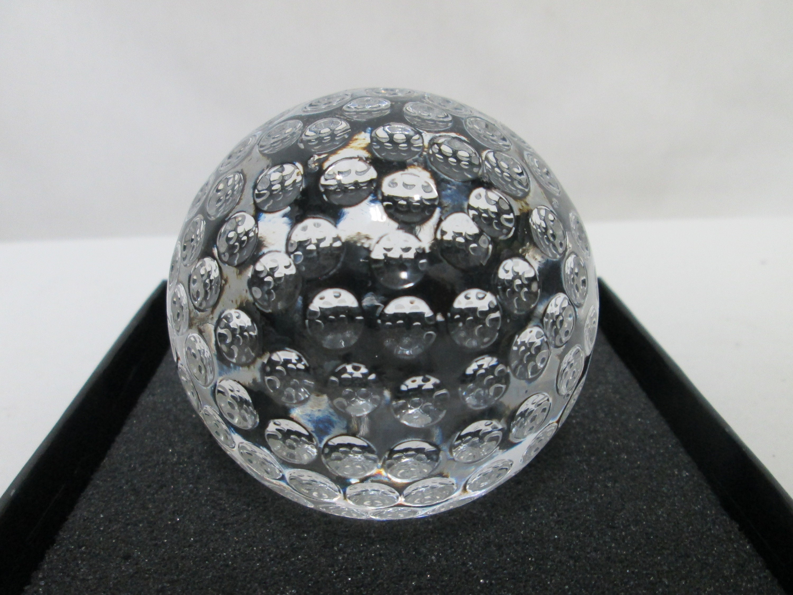 Saks Fifth Avenue Crystal Golf Ball Paperweight Figurine Clear 3.5" X 3 ...