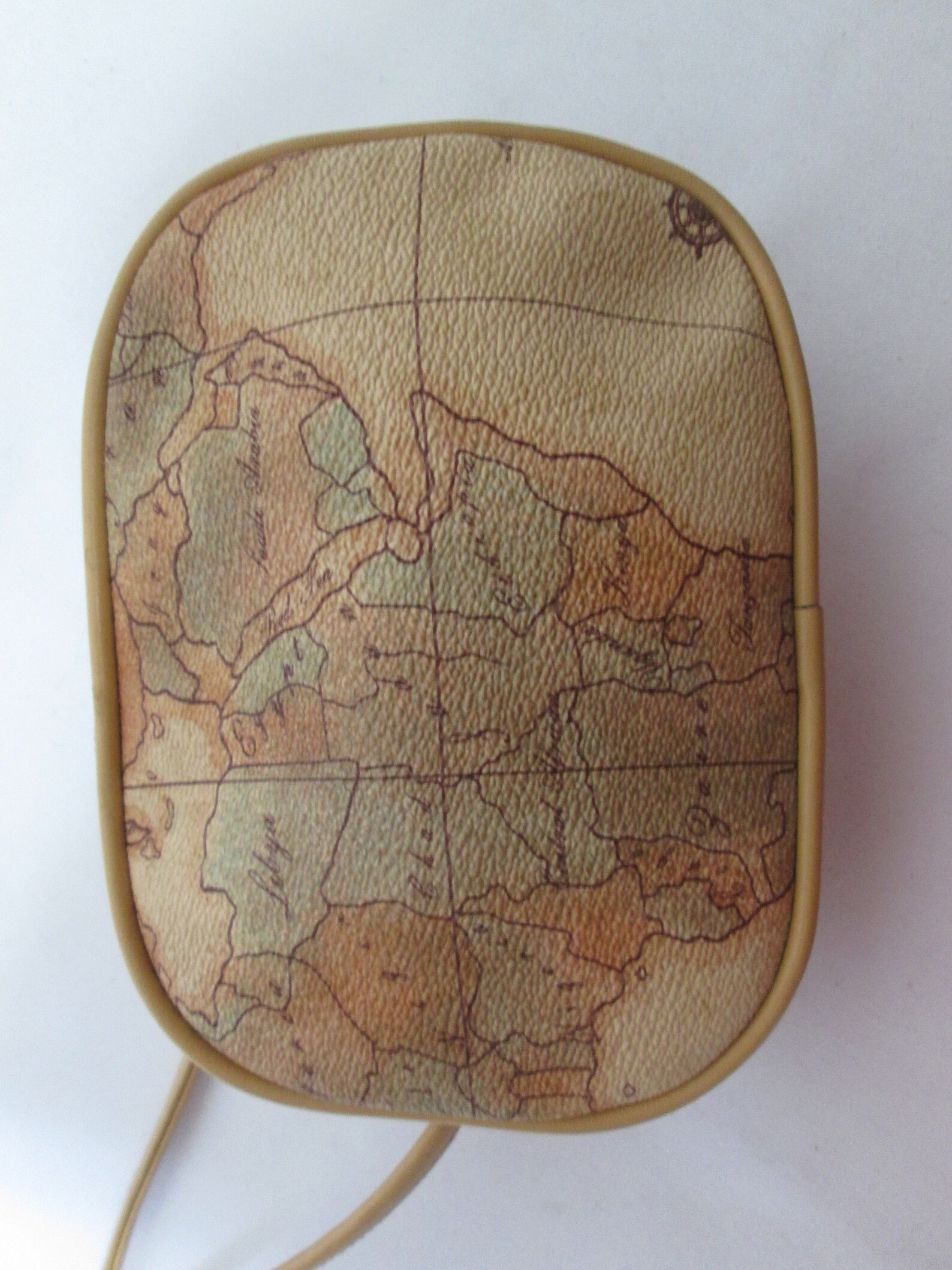 Vintage Allan Edward AE Faux Leather Map Geography Crossbody Bag Purse ...
