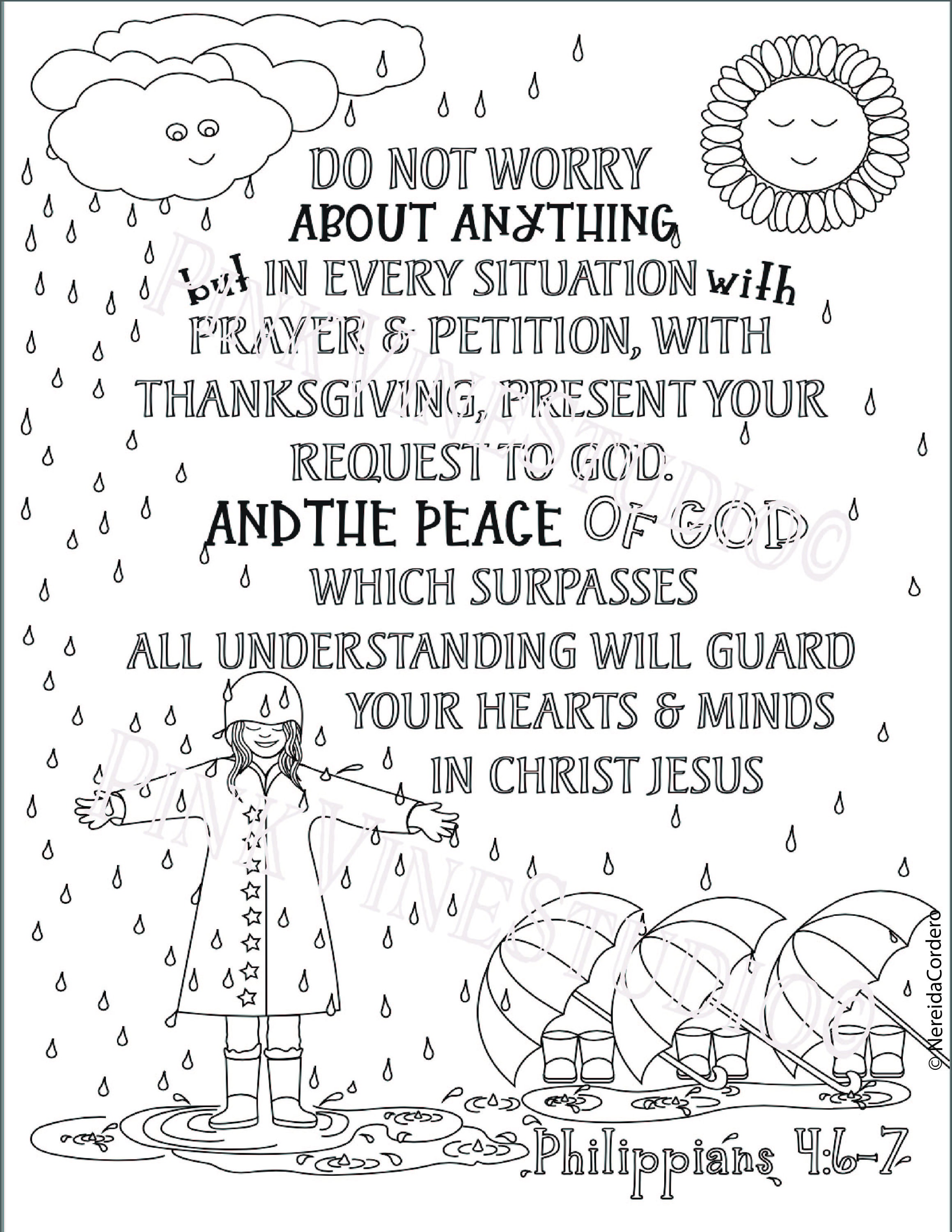 Philippians 4:6-7 Coloring Page for Kids (digital Download) - Etsy