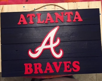 Atlanta Braves WELCOME Wood Sign /atlanta Braves Decor/atlanta Braves ...