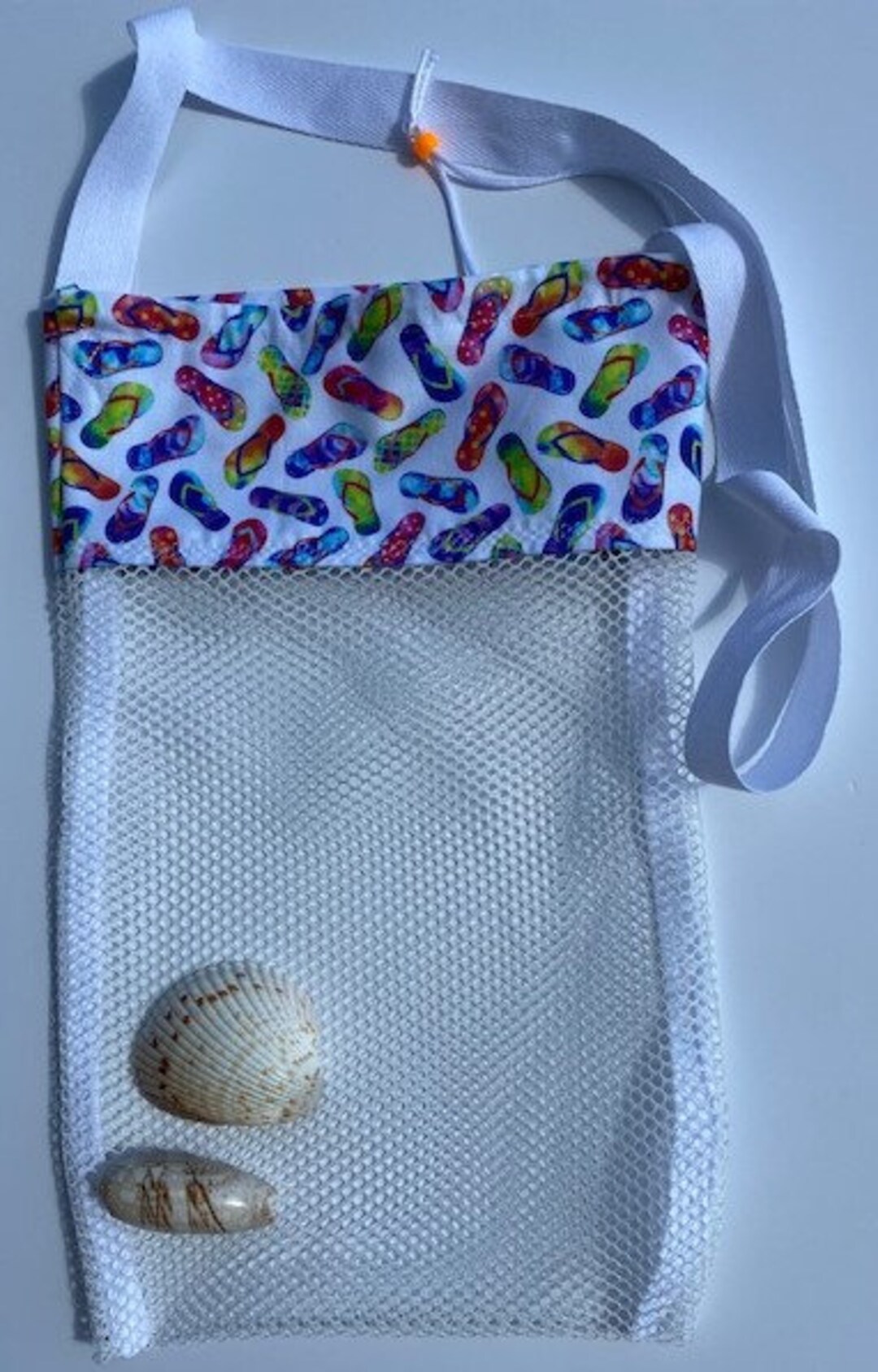 Seashell Collecting Mesh Bag, Flip Flop Print, Mesh Bag, Sea Shell ...