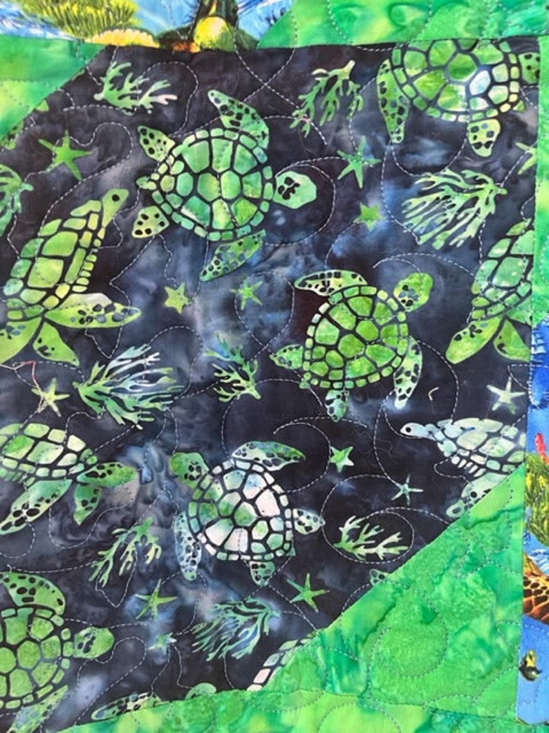 Handmade Sea Turtle Patchwork Quilt, Lap Quilt, Sea Turtle Quilt, Throw ...