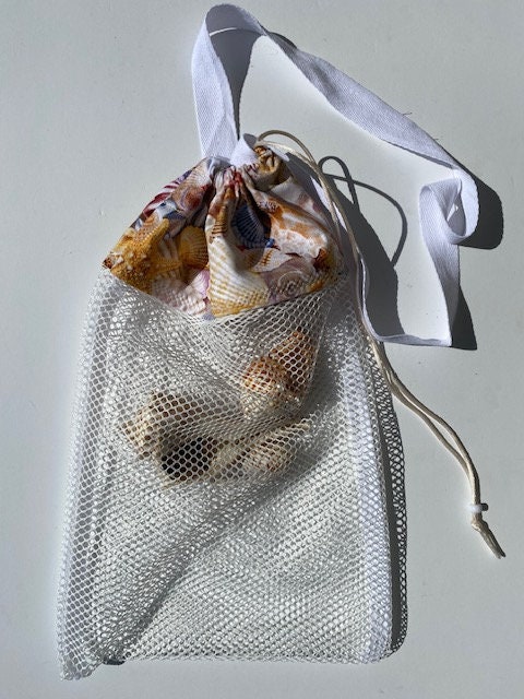 Mesh Shell Collecting Bag, Sea Shell Print Shelling Bag, Mesh Bag, Sea ...