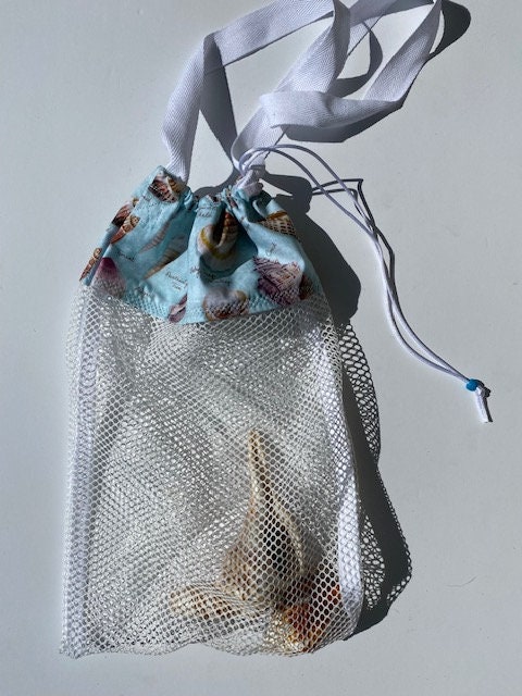 Mesh Shell Collecting Bag, Sea Shell Print Shelling Bag, Mesh Bag, Sea ...
