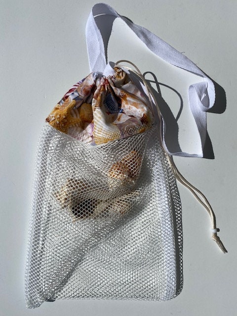 Mesh Shell Collecting Bag, Sea Shell Print Shelling Bag, Mesh Bag, Sea ...