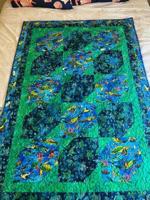 Handmade Sea Turtle Patchwork Quilt, Lap Quilt, Sea Turtle Quilt, Throw ...