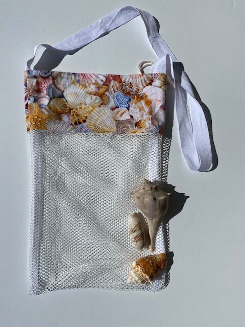 Mesh Shell Collecting Bag, Sea Shell Print Shelling Bag, Mesh Bag, Sea ...