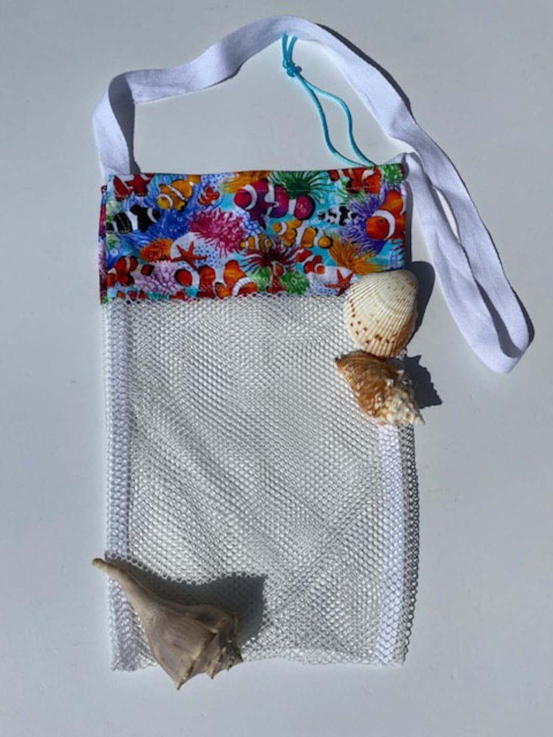 Mesh Shell Collecting Bag, Clown Fish Print Shelling Bag, Mesh Bag, Sea ...