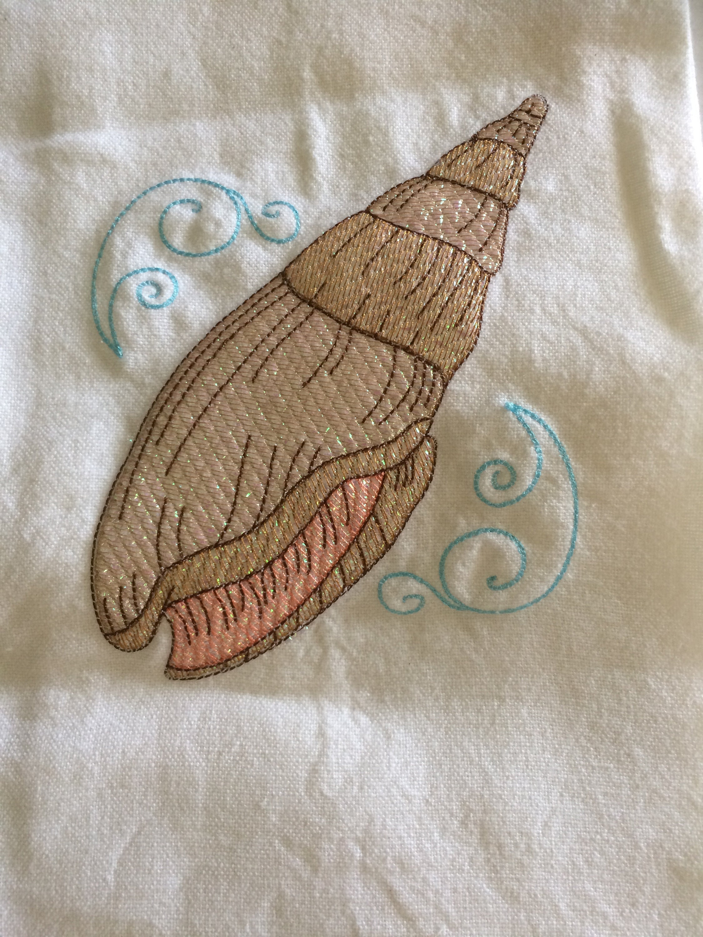 Embroidered Shell Kitchen Towels #0009 - Etsy
