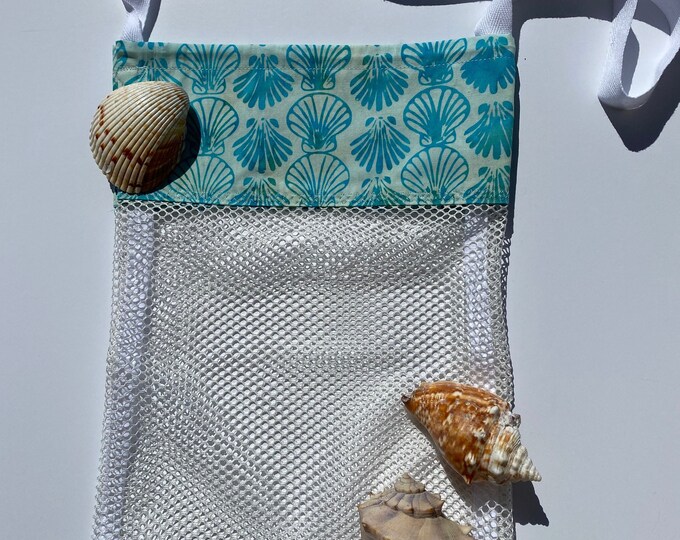 Mesh Shell Collecting Bag, Sea Shell Print Shelling Bag, Mesh Bag, Sea ...