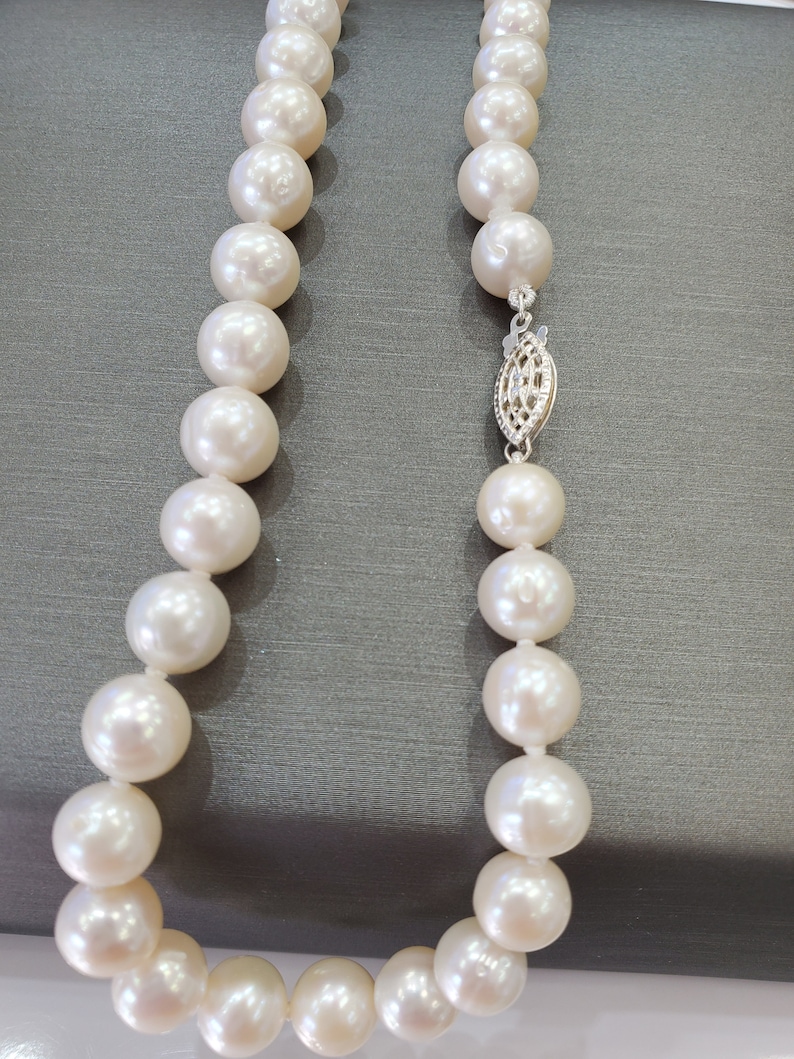 White Single Strand Pearl Necklace Genuine Freshwater | Etsy