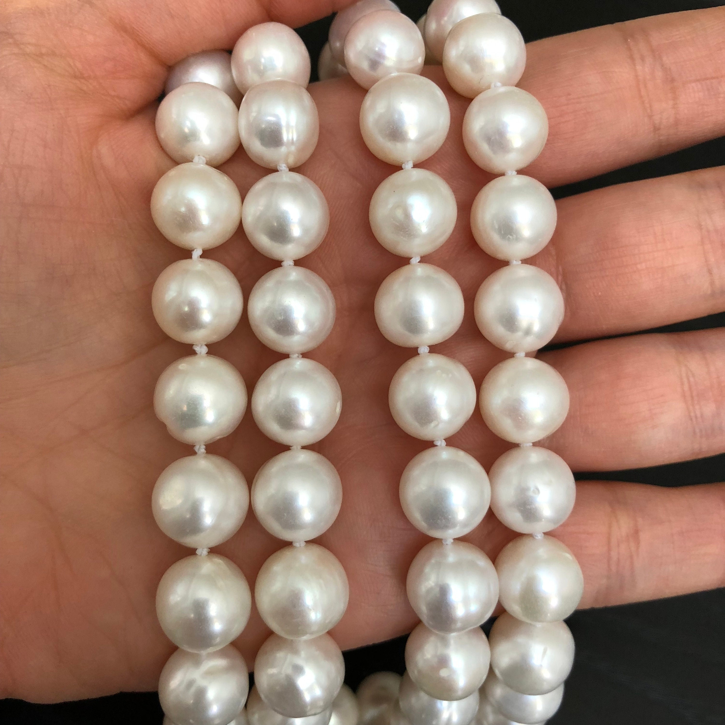 Genuine Cultured Freshwater Two Strand Pearl Necklace - White Bridal 2 ...