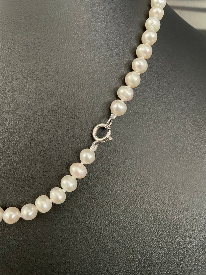 White Single Strand Cultured Freshwater Pearl Necklace With - Etsy