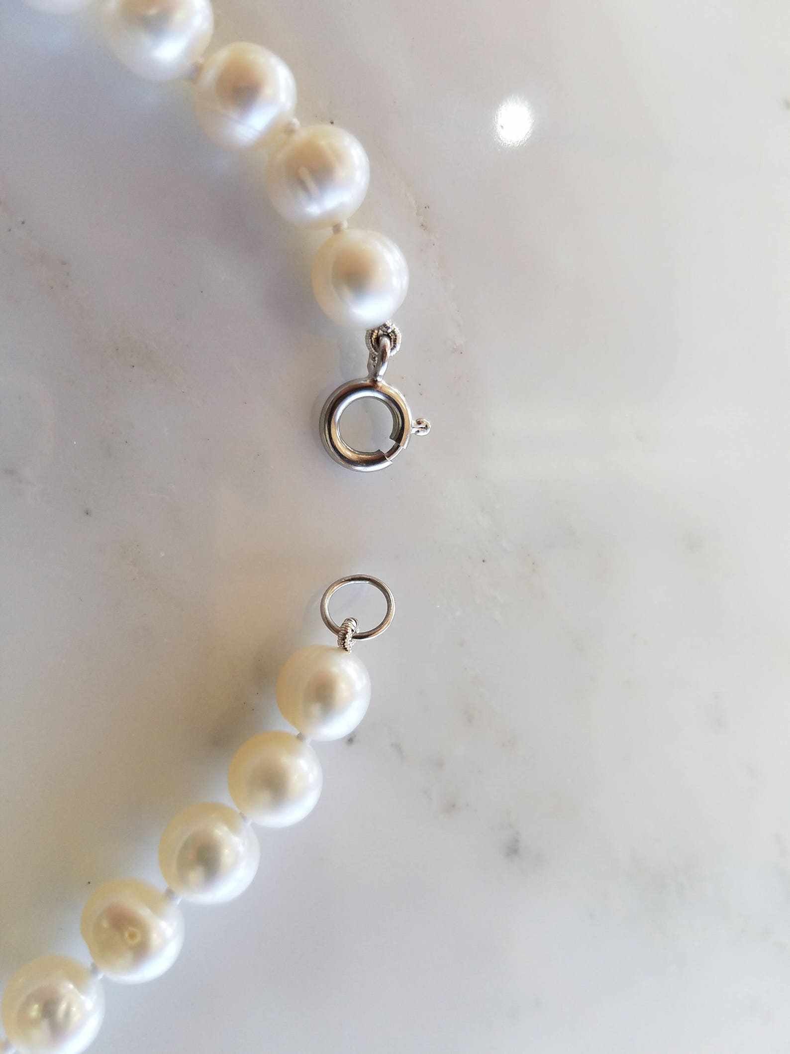 White Single Strand Cultured Freshwater Pearl Necklace With Silver ...